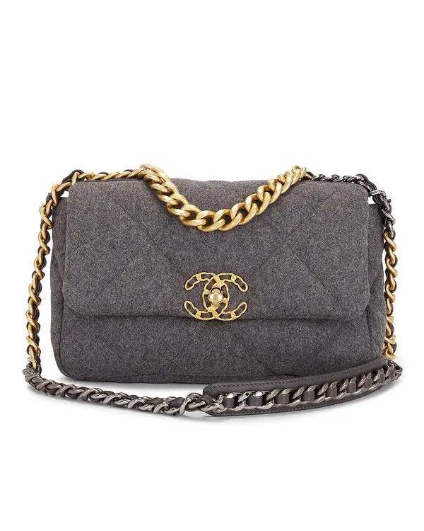 FWRD RENEW Chanel Wool Medium 19 Flap Bag