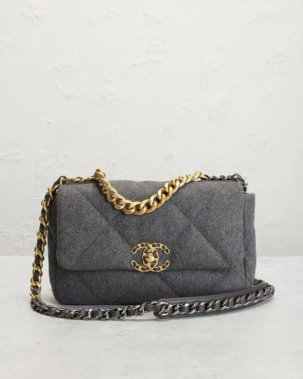 FWRD RENEW Chanel Wool Medium 19 Flap Bag