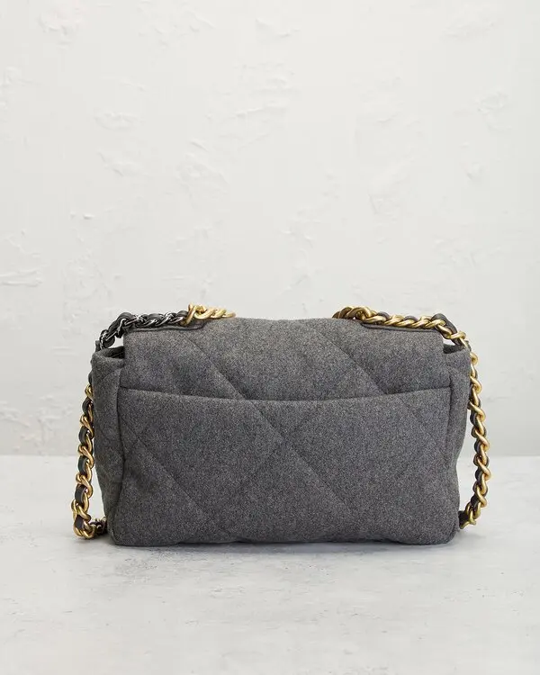 FWRD RENEW Chanel Wool Medium 19 Flap Bag