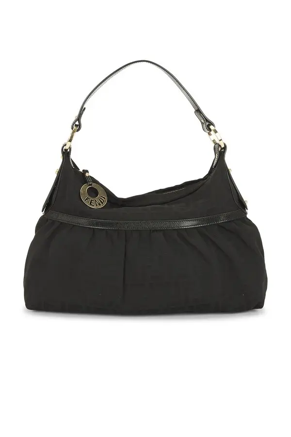 Fendi Zucca Canvas Shoulder Bag - Black