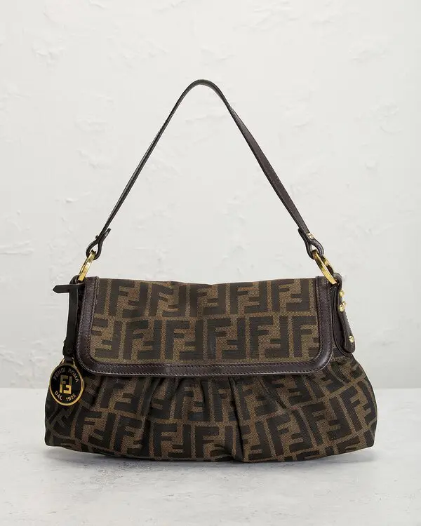 FWRD RENEW Fendi Zucca Canvas Shoulder Bag