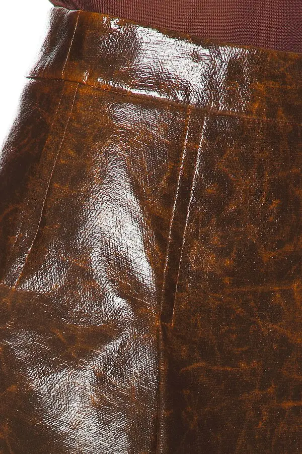 Sportmax Leather Mini Skirt - Brown