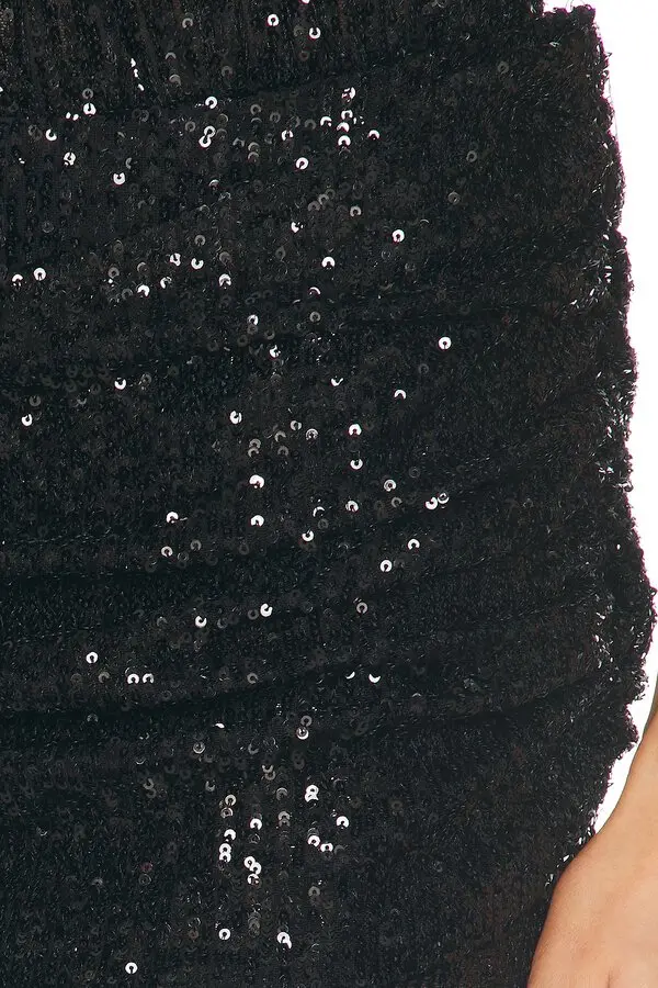Lapointe Mini Stretch Sequin Draped Waist Skirt - Black
