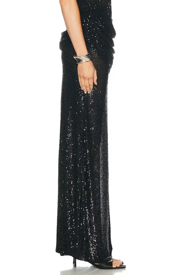 Lapointe Mini Stretch Sequin Draped Waist Skirt