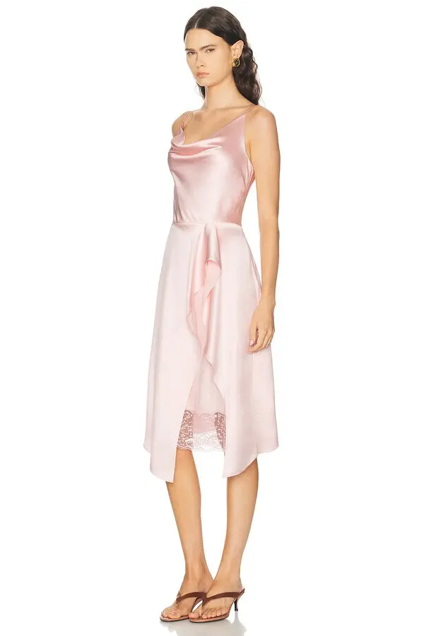 Acne Studios Dinouka Lace Trimmed Satin Dress - Light Pink