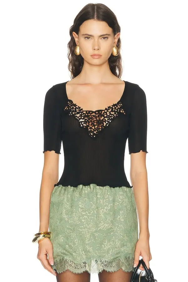 Saint Laurent Lacy Short Sleeve Top