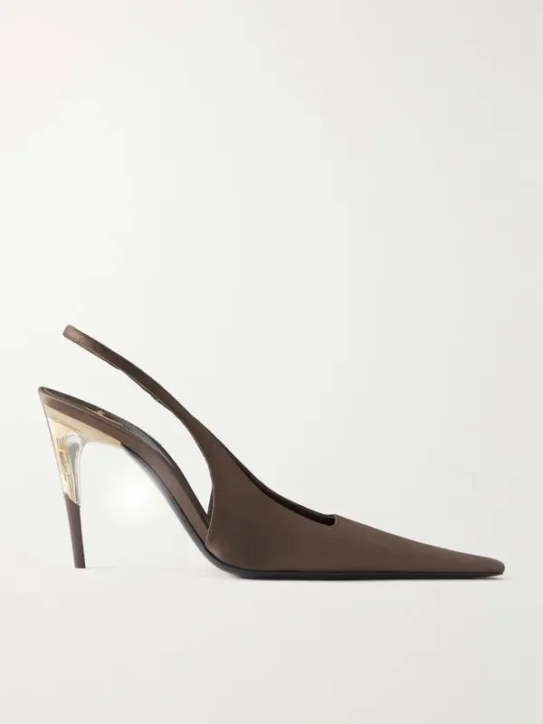 Saint Laurent Goya 95 Crepe Slingback Pumps