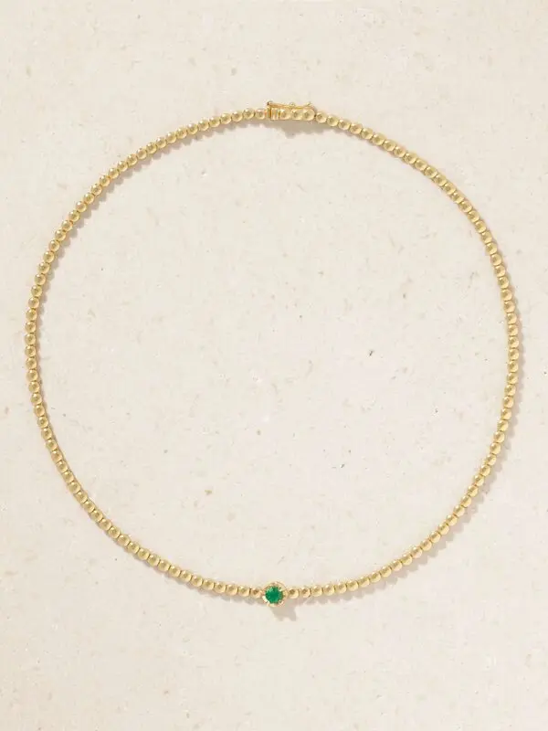 JENNIFER MEYER 18-karat Gold Necklace - Emerald