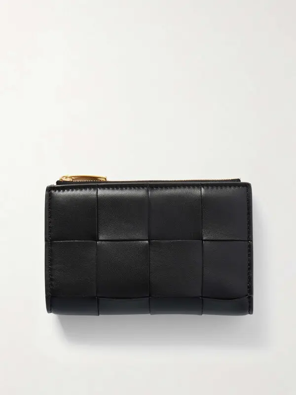 Bottega Veneta Cassette Intrecciato Leather Wallet - Black