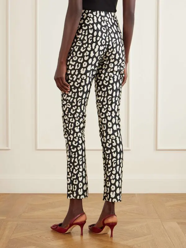 Carolina Herrera Leopard-patterned Jacquard Slim-leg Pants