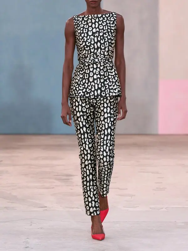 Carolina Herrera Leopard Jacquard Slim-leg Pants