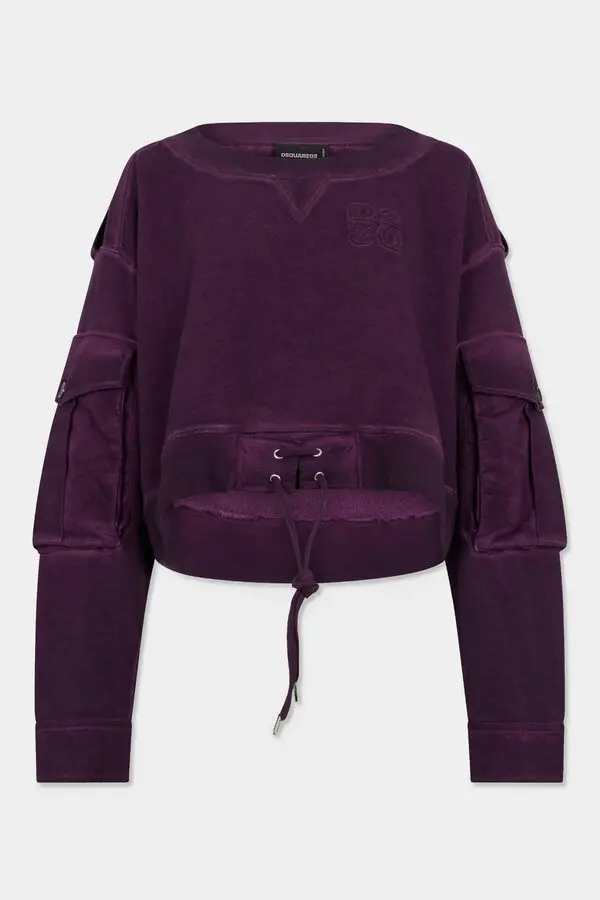 Dsquared2 Crewneck With Utility Pockets - Plum