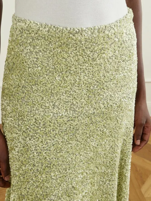 LIBEROWE Ingrid Lurex Chenille Midi Skirt - Green