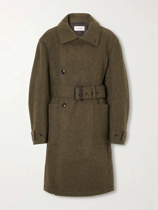 LEMAIRE Belted Alpaca Wool And Wool-blend Felt Coat - Brown