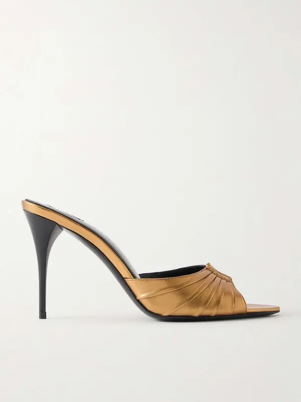 Saint Laurent Metallic Leather Sandals - Gold