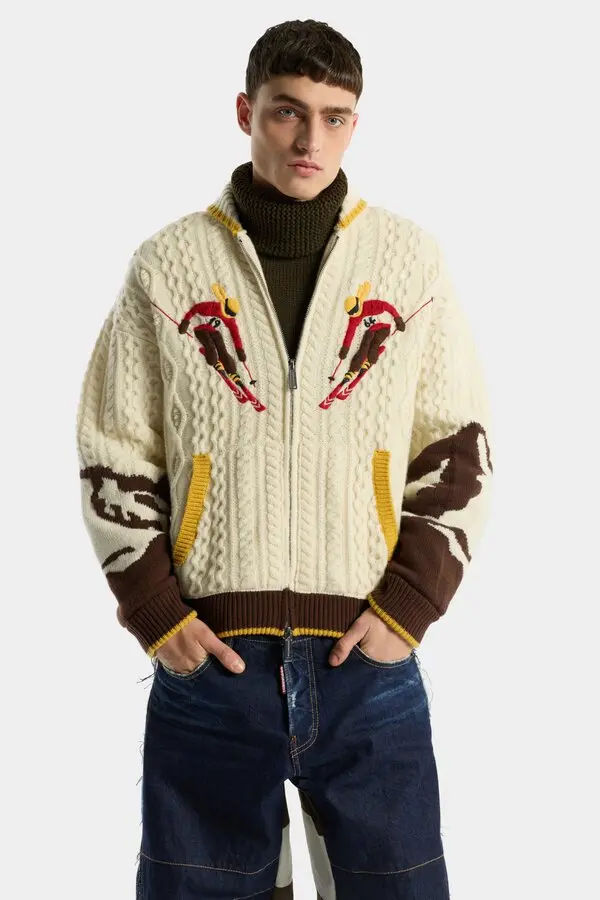 Dsquared2 Snowy Dream Zipped Knit Kaban