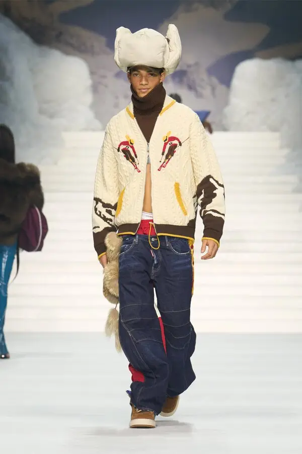 Dsquared2 Snowy Dream Zipped Knit Kaban