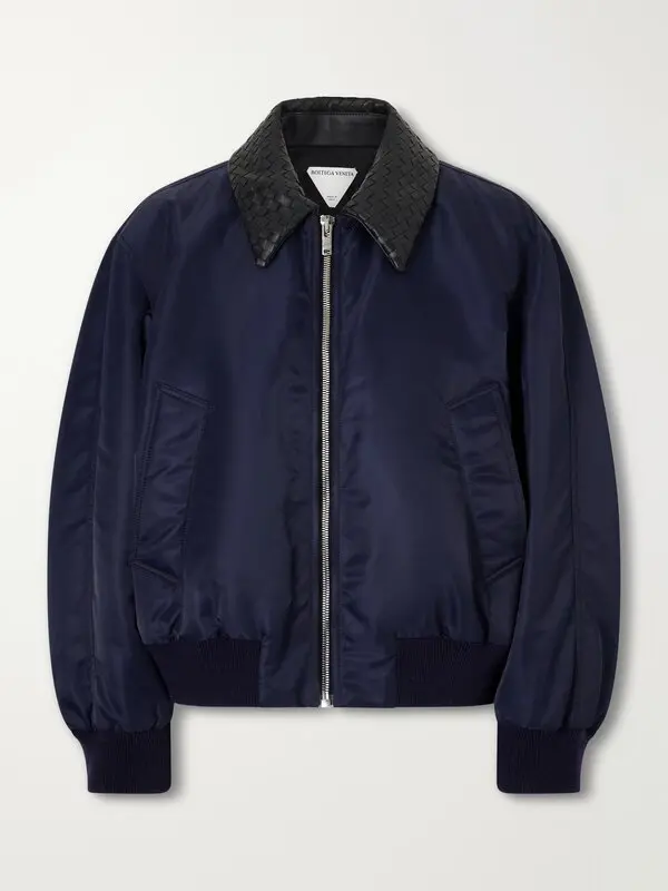 Bottega Veneta Intrecciato Leather Jacket - Blue