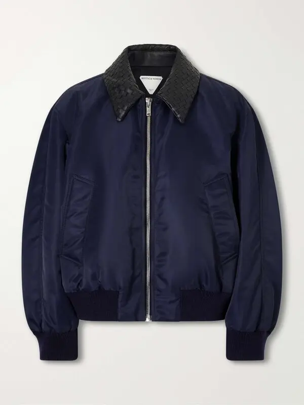 Bottega Veneta Intrecciato Leather-trimmed Satin Jacket