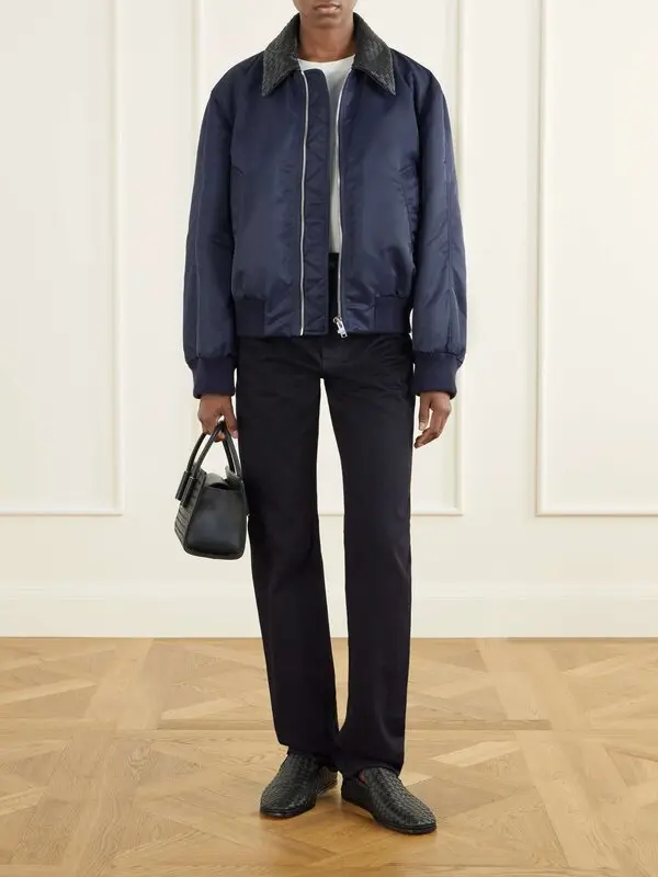 Bottega Veneta Intrecciato Leather-trimmed Satin Jacket