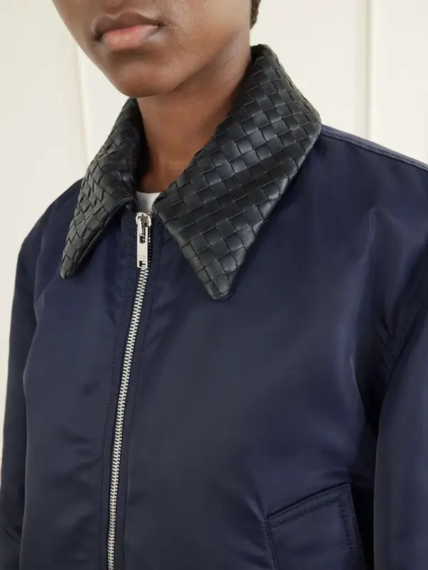 Bottega Veneta Intrecciato Leather-trimmed Satin Jacket