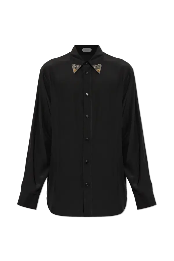 Versace Silk Shirt With Appliqués - Black
