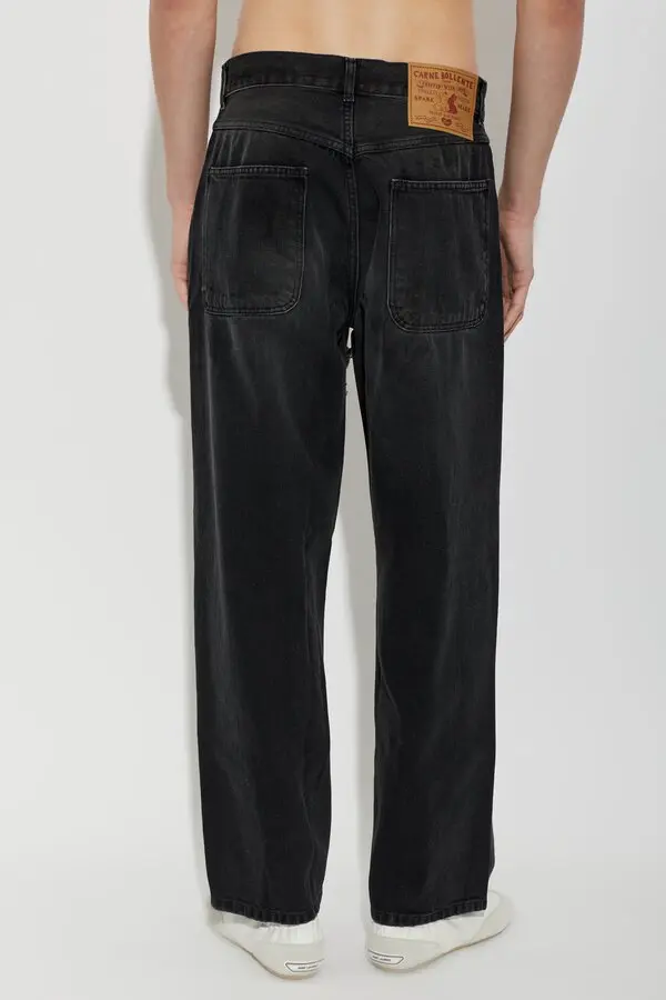 CARNE BOLLENTE Vintage Effect Jeans With Distressed Heart Detail