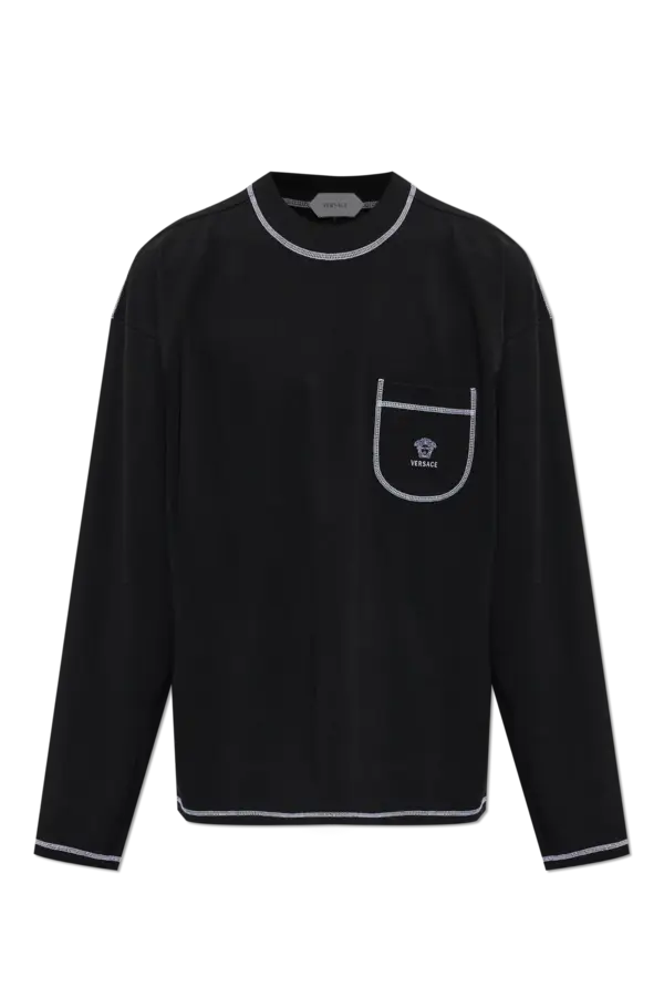 Versace Cotton Long-sleeve Top - Black