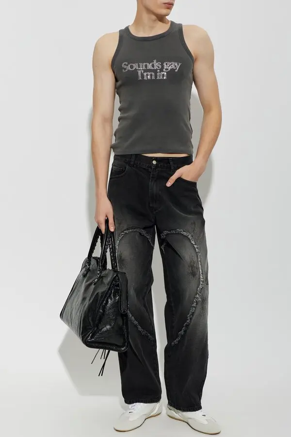 CARNE BOLLENTE Ribbed Top With Shimmering Sequins