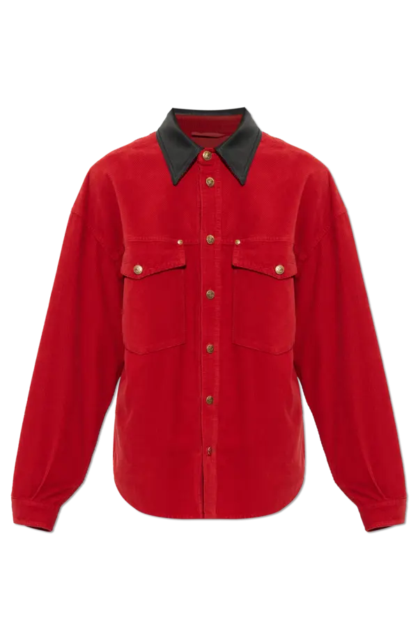 Versace Corduroy Shirt With Pockets - Red