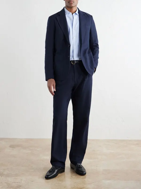 Oliver Peoples Westbury Cotton-blend Herringbone Suit Jacket - Blue