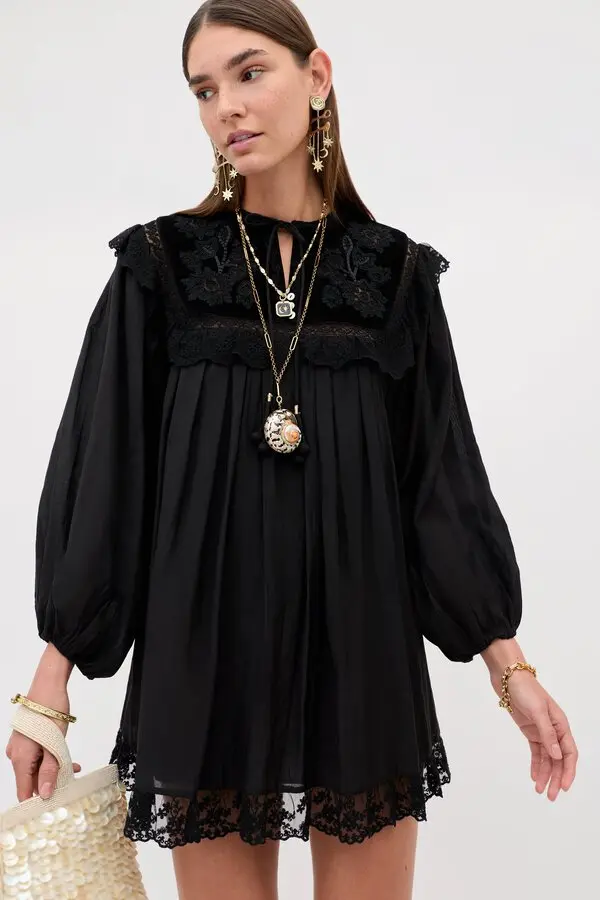Rixo Inez Lilly Embroidery Shirt - Black