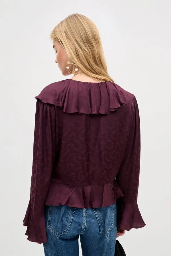 Rixo Tracye Floral Trail Jacquard Wine Regular
