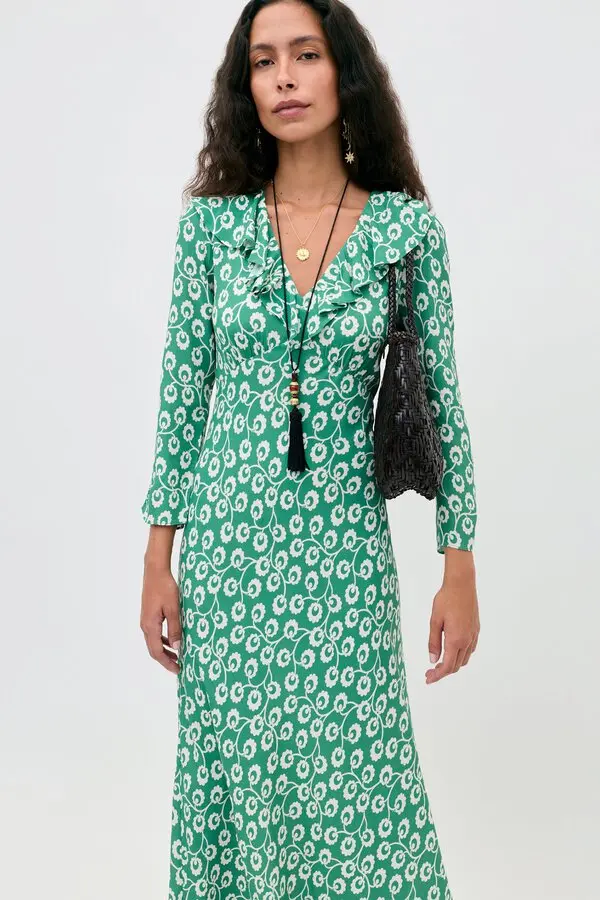 Rixo Delphine Floral Midi Dress