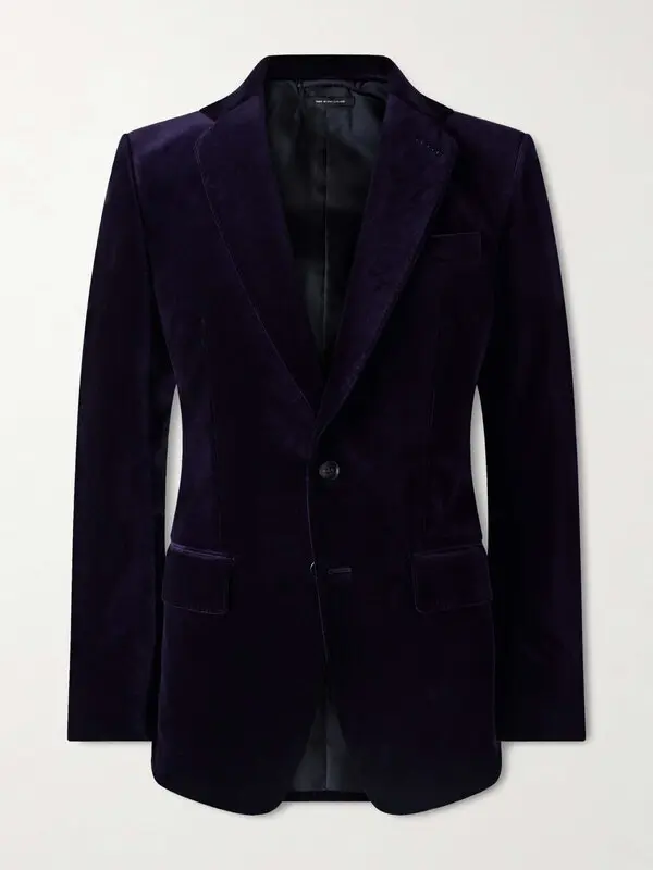TOM FORD Atticus Slim-fit Cotton-blend Velvet Blazer - Purple