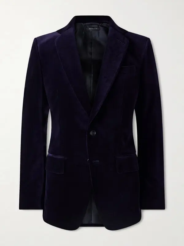 TOM FORD Atticus Slim-fit Cotton-blend Velvet Suit Jacket - Purple