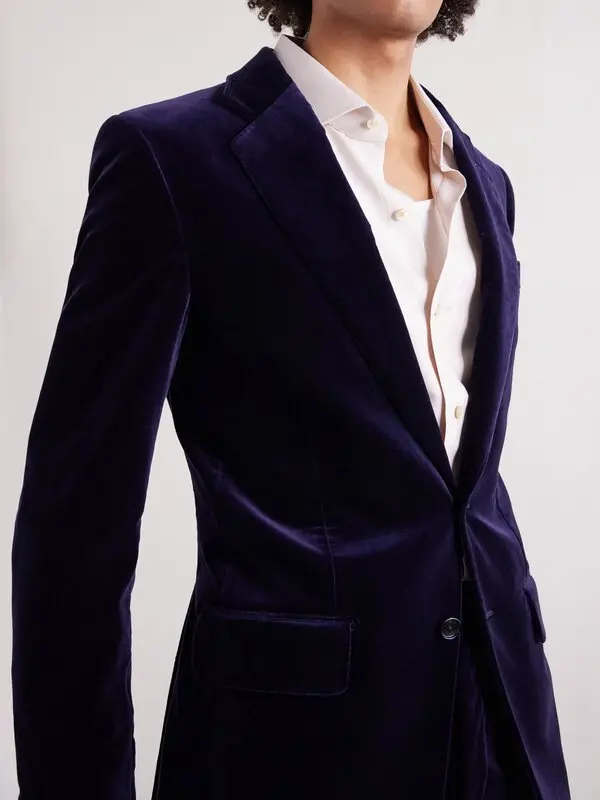 TOM FORD Atticus Slim-fit Cotton-blend Velvet Suit Jacket - Purple