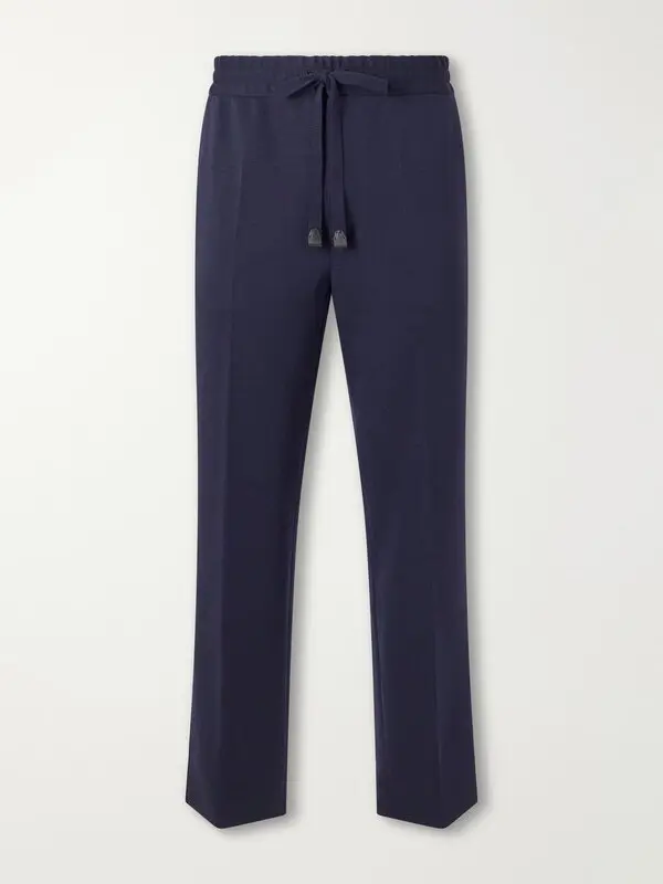Brioni Wool Sweatpants With Leather Trim