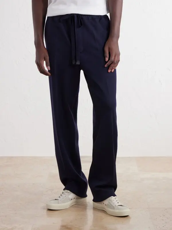 Brioni Wool Sweatpants With Leather Trim