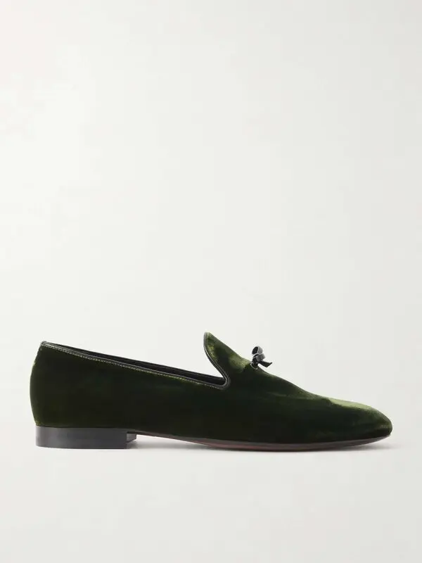 TOM FORD Scott Bow-detailed Velvet Loafers - Green