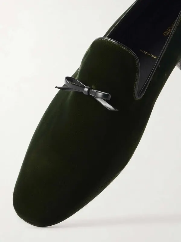 TOM FORD Scott Bow-detailed Velvet Loafers