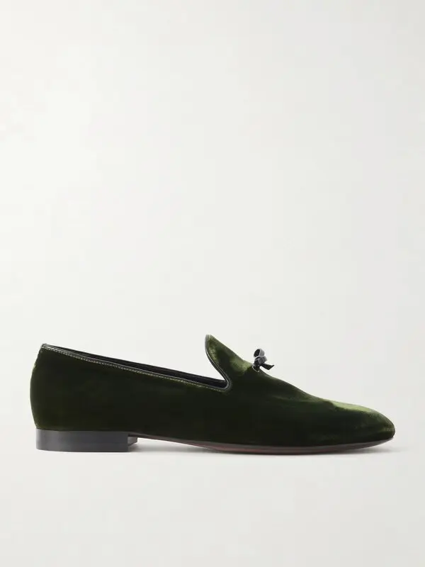TOM FORD Velvet Loafers With Bow Detailing - Green