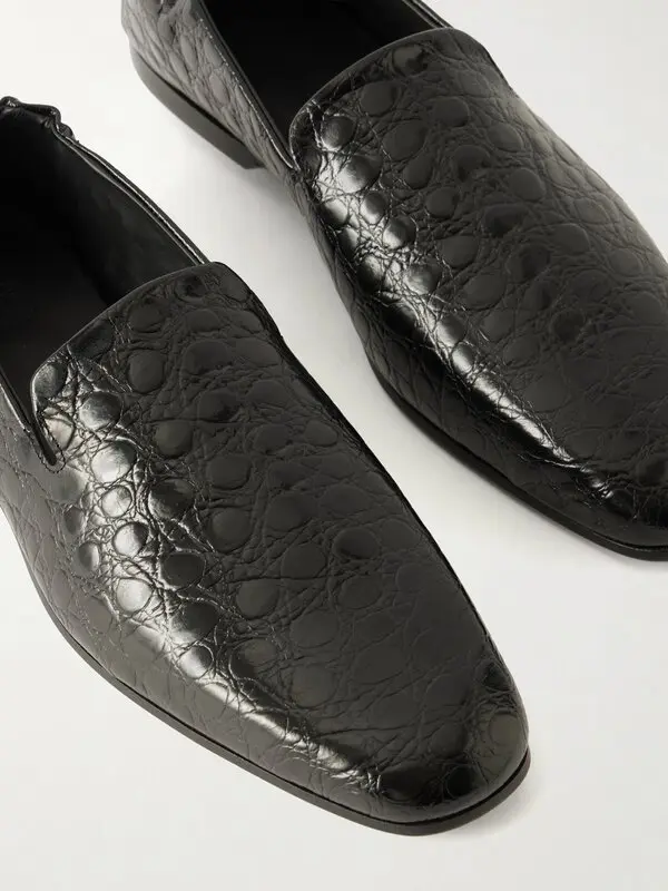 TOTEME Soft Croc-effect Leather Loafers