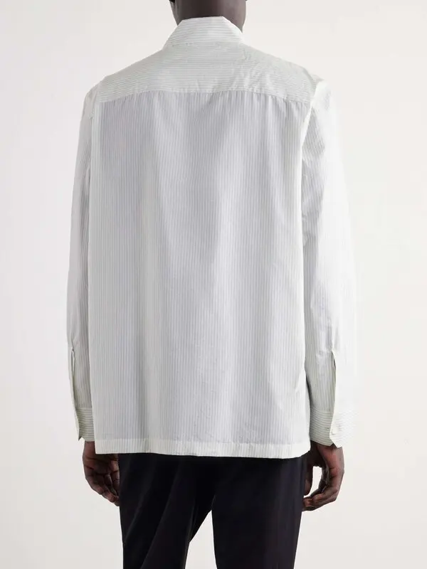 Bottega Veneta Logo-embroidered Striped Cotton-poplin Shirt