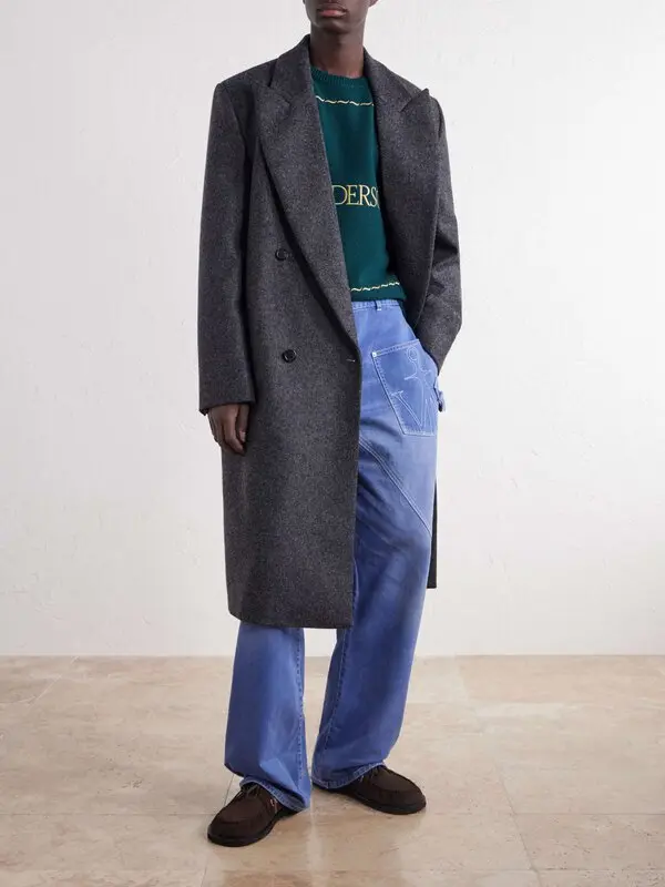 JW Anderson Double-breasted Brushed Wool Coat