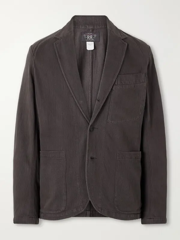 Ralph Lauren Herringbone Cotton Blazer - Gray