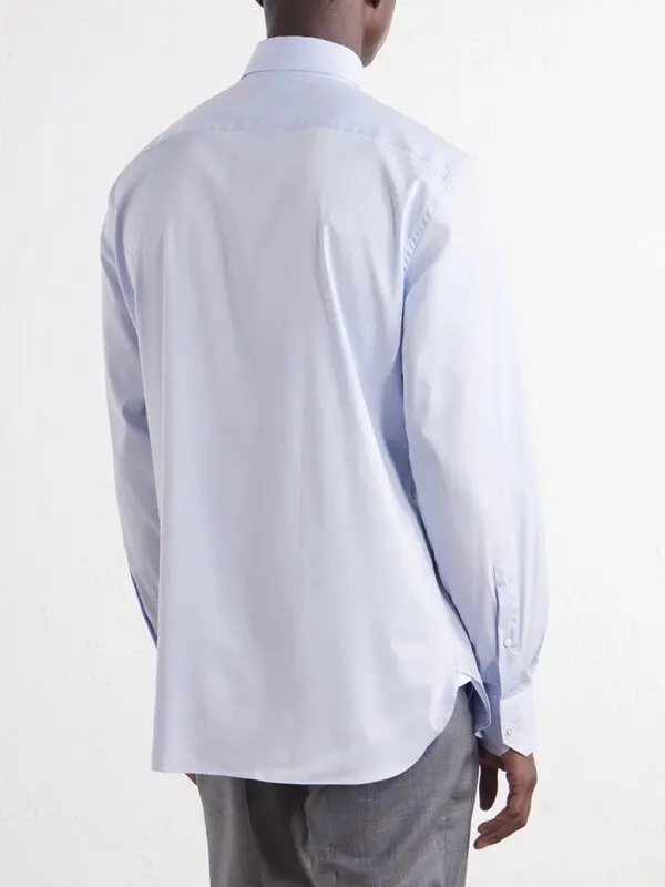 Zegna Cotton-blend Twill Shirt - Blue