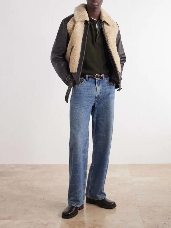 Ralph Lauren Geronimo Belted Shearling-trimmed Leather Jacket