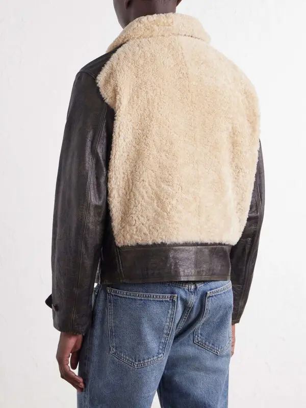 Ralph Lauren Geronimo Belted Shearling-trimmed Leather Jacket