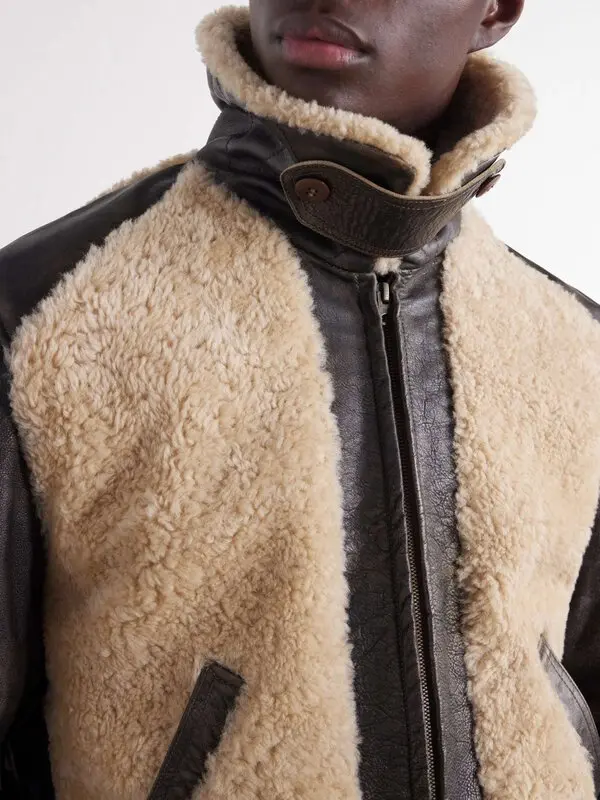 Ralph Lauren Geronimo Belted Shearling-trimmed Leather Jacket